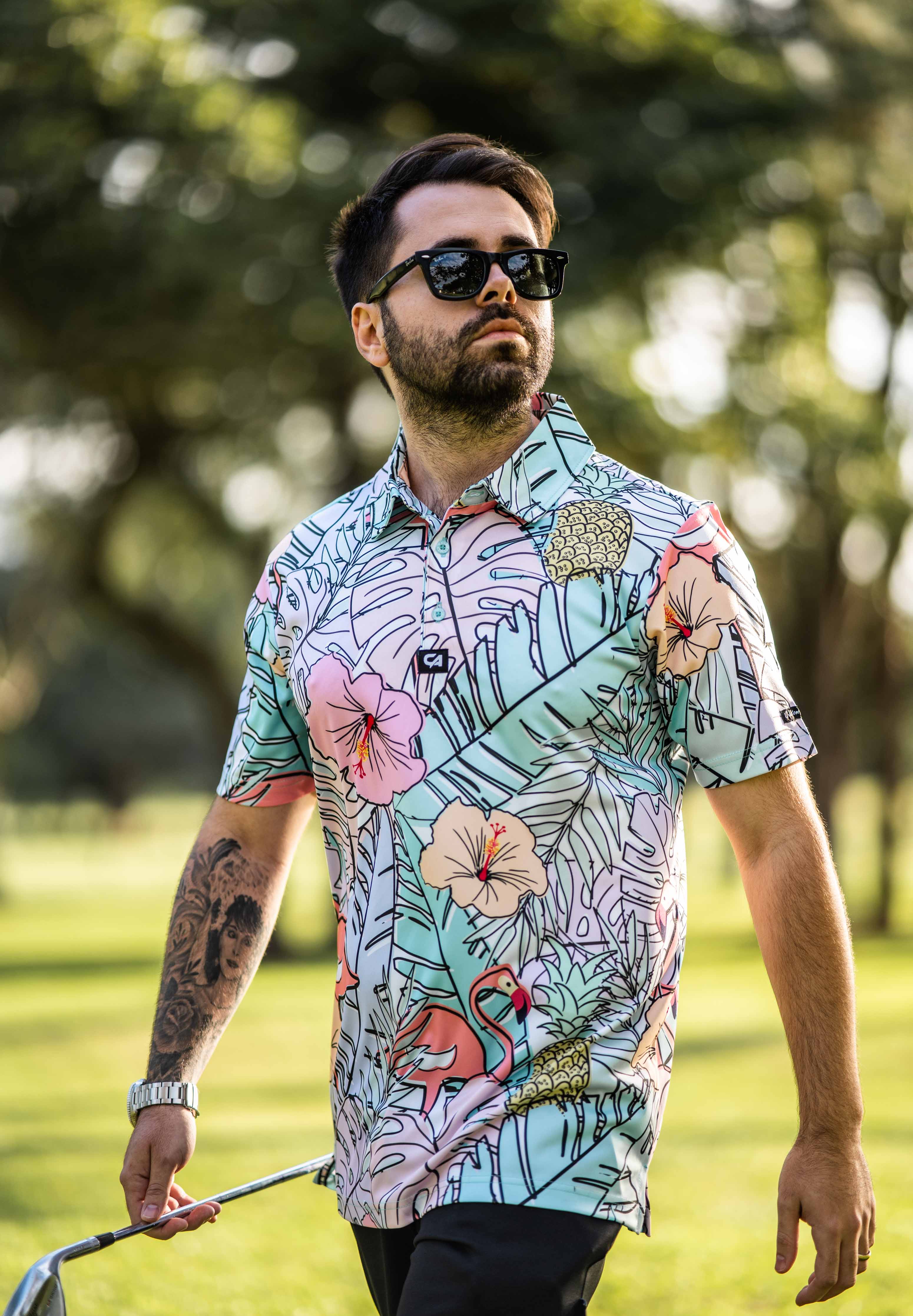 CA Funky Golf Shirt | Pastel Jungle – Custom Apparel