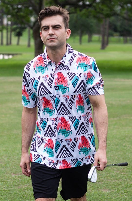 CA Funky Golf Shirt | Geometric Watermelons – Custom Apparel